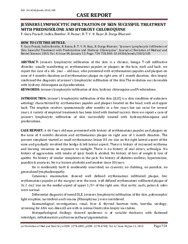 (PDF) Jessners Lymphocytic Infiltration of Skin Sucessful Treatment ...