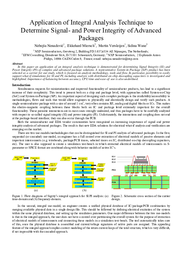 (PDF) Application of Integral Analysis Technique to Determine Signal- and Power Integrity of ...