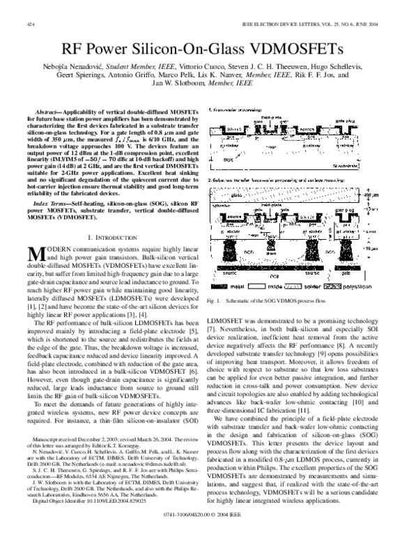 (PDF) RF Power Silicon-On-Glass VDMOSFETs