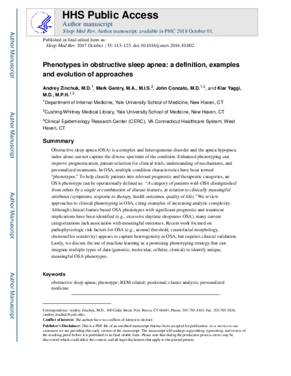 (PDF) Phenotypes in obstructive sleep apnea: A definition, examples and ...