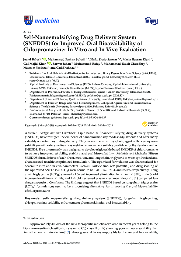 (PDF) SNEDDS: Enhancing Oral Bioavailability of Chlorpromazine