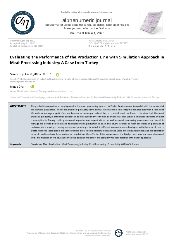 (PDF) Evaluating the Performance of the Production Line with Simulation Approach in Meat ...