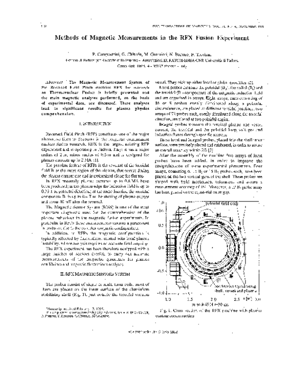 (PDF) Methods of magnetic measurements in the RFX fusion experiment