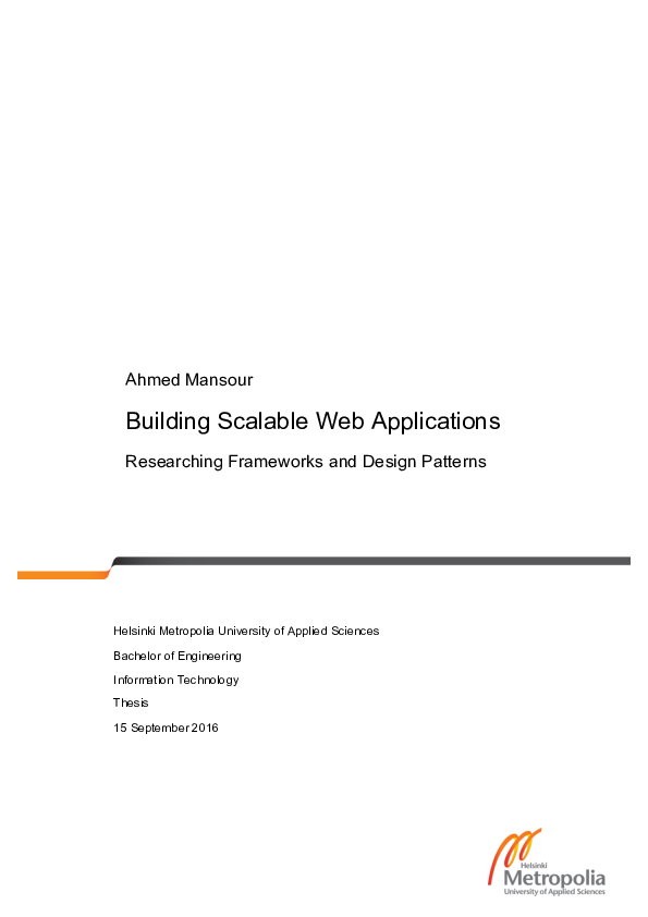 (PDF) Building Scalable Web Applications : Researching Frameworks and Design Patterns