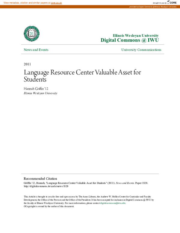 (PDF) Language Resource Center Valuable Asset for Students