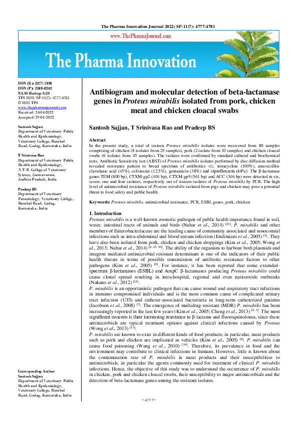 (PDF) Antibiogram and molecular detection of beta-lactamase genes in ...