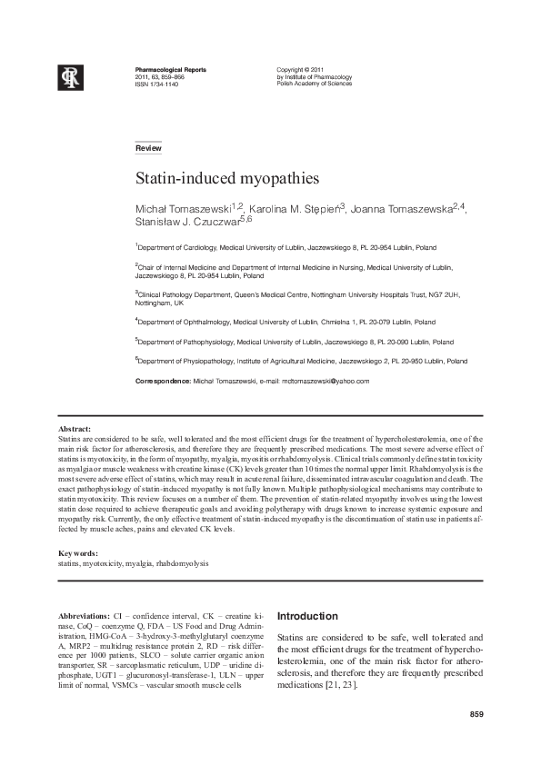 (PDF) Statin-induced myopathies