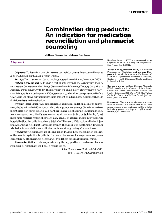(PDF) Combination drug products: An indication for medication ...
