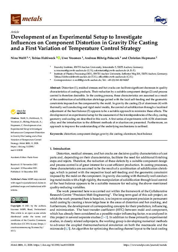 (PDF) Development of an Experimental Setup to Investigate Influences on ...
