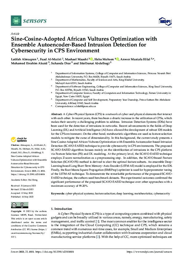Pdf Sine Cosine Adopted African Vultures Optimization With Ensemble Autoencoder Based