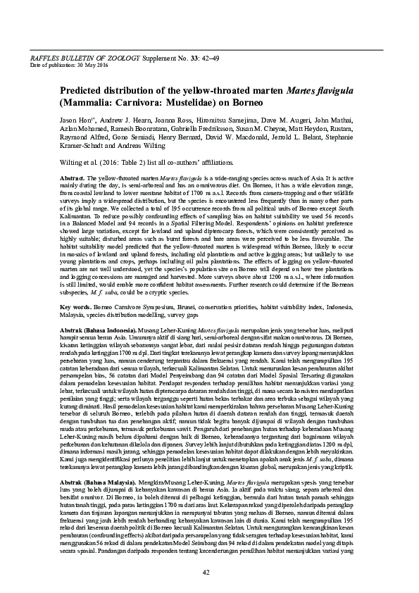 (PDF) Predicted distribution of the yellow-throated marten Martes ...