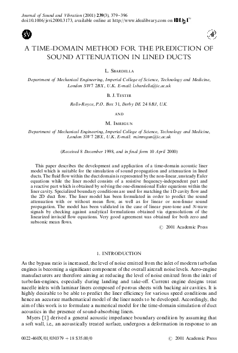 (PDF) A Time-Domain Method for the Prediction of Sound Attenuation in Lined Ducts