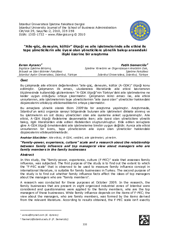 (PDF) “Family-power, experience, culture” scale and a research about ...