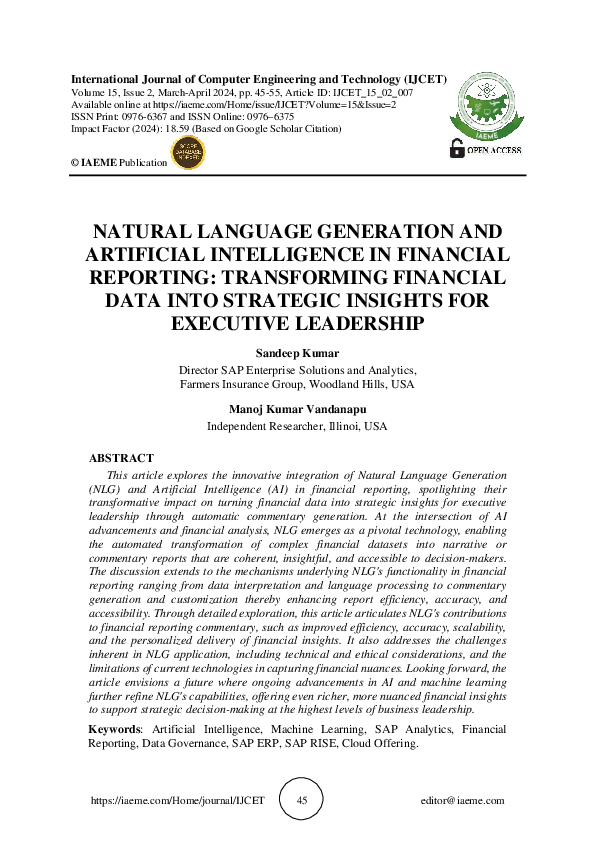 (PDF) NATURAL LANGUAGE GENERATION AND ARTIFICIAL INTELLIGENCE IN ...