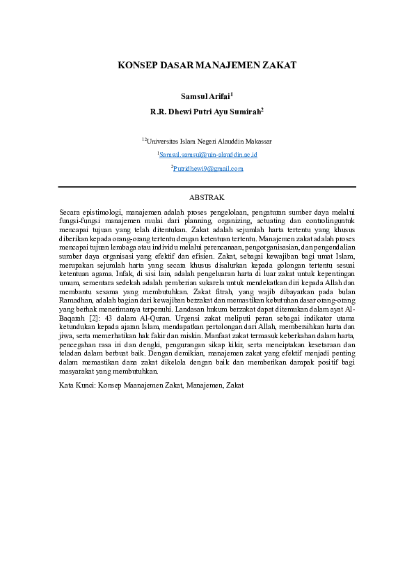 (PDF) KONSEP DASAR MANAJEMEN ZAKAT