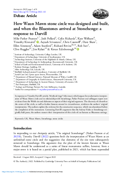 (PDF) How Waun Mawn stone circle was designed and built, and when the ...