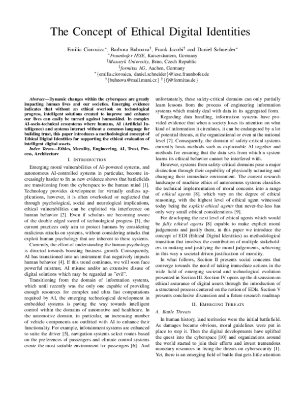 (PDF) The Concept of Ethical Digital Identities