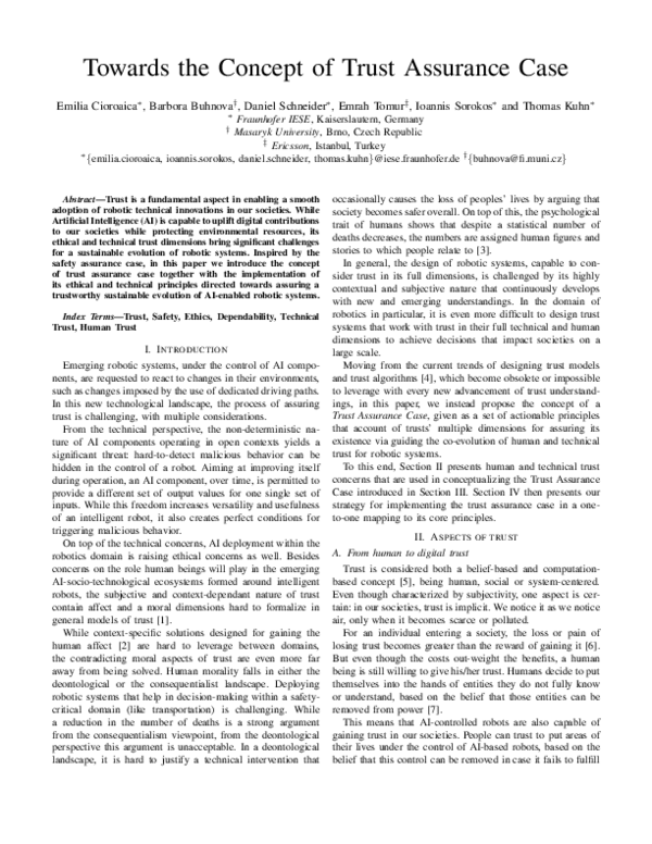 (PDF) Towards the Concept of Trust Assurance Case