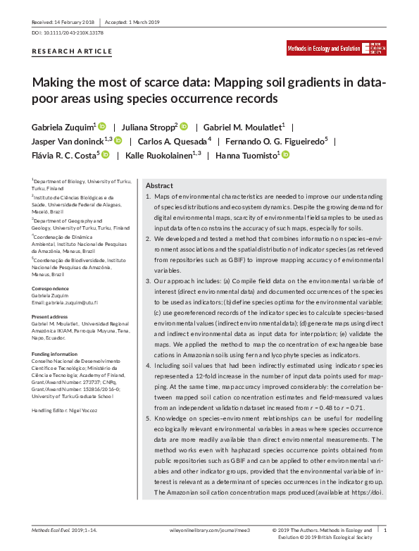 (PDF) Making the most of scarce data: Mapping soil gradients in data‐poor areas using species ...