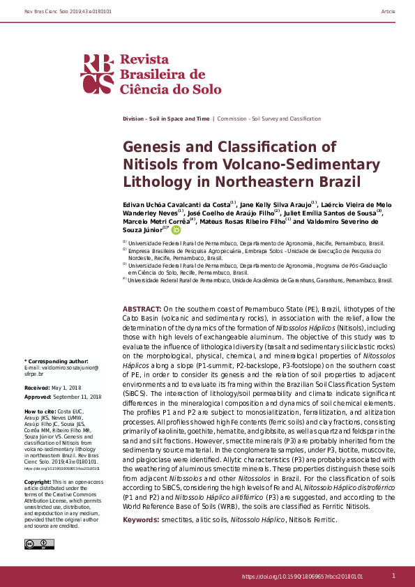 (PDF) Genesis and Classification of Nitisols from Volcano-Sedimentary ...