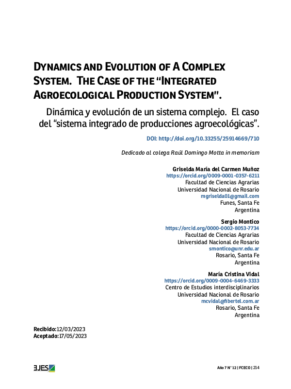 (PDF) Dinámica y evolución de un sistema complejo