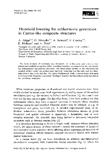 (PDF) Threshold lowering for subharmonic generation in Cantor-like composite structures