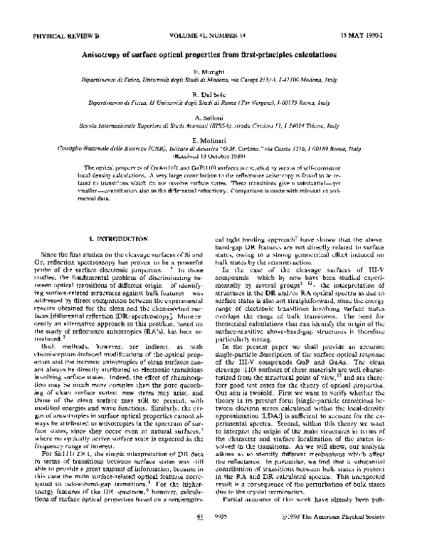 (PDF) Anisotropy of surface optical properties from first-principles ...