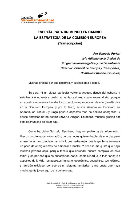 (PDF) Energía para un mundo en cambio: La estrategia de la Comisión Europea