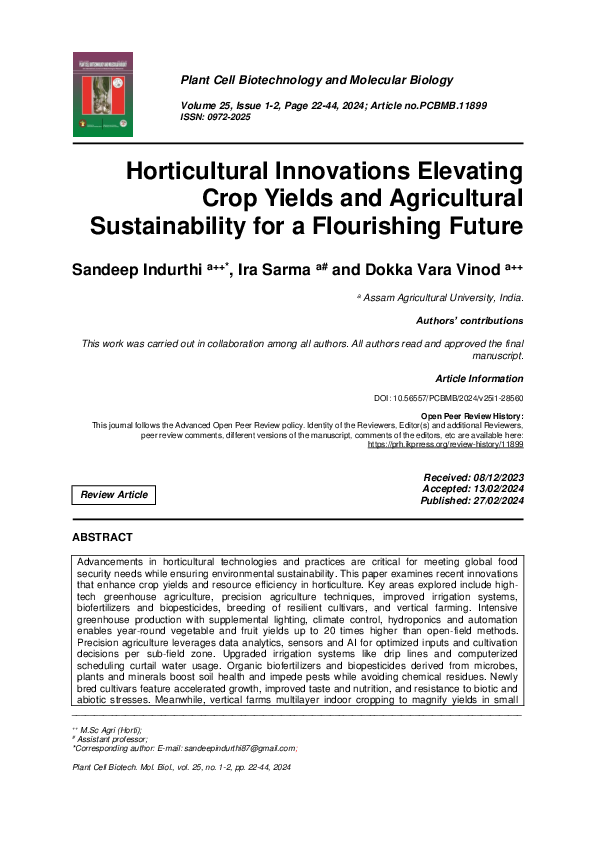 (PDF) Horticultural Innovations Elevating Crop Yields and Agricultural ...