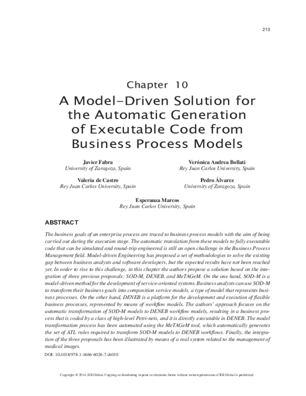 (PDF) A Model-Driven Solution for the Automatic Generation of Executable Code from Business ...