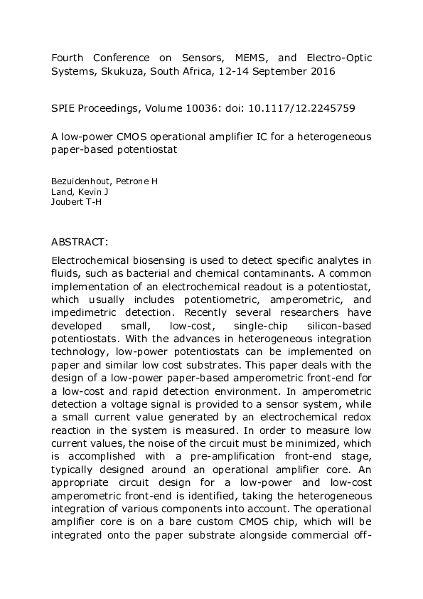 (PDF) A low-power CMOS operational amplifier IC for a heterogeneous ...