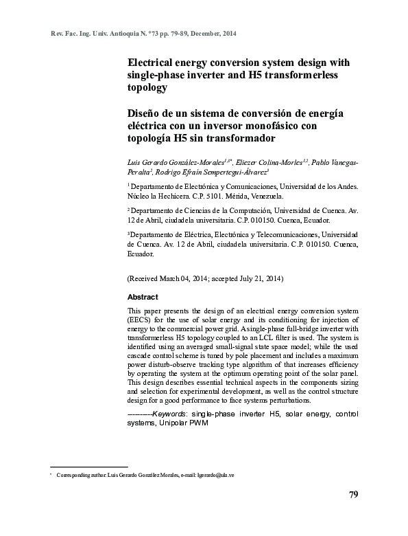 (PDF) Electrical energy conversion system design with single-phase ...