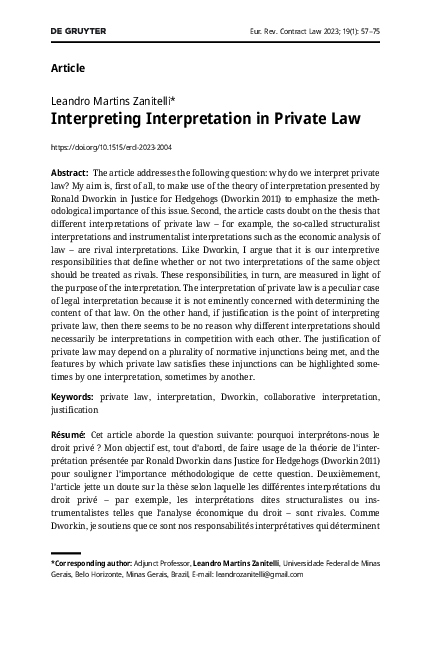 (PDF) Interpreting Interpretation in Private Law