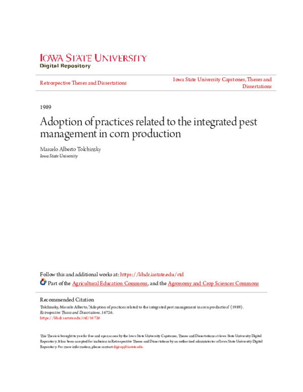 (PDF) Adoption of practices related to the integrated pest management ...