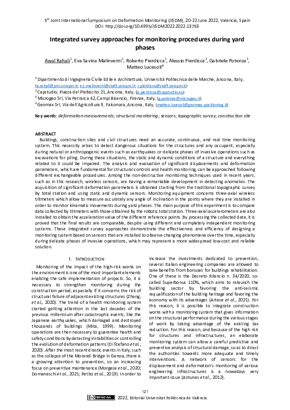 (PDF) Integrated survey approaches for monitoring procedures during ...