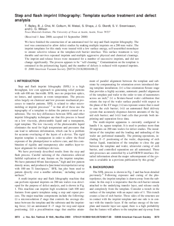 (PDF) Step and flash imprint lithography: Template surface treatment and defect analysis