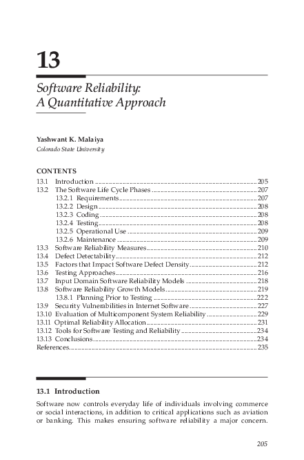 (PDF) Software Reliability: A Quantitative Approach