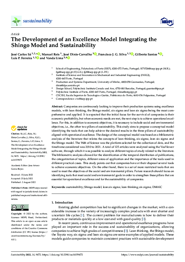 (PDF) The Development of an Excellence Model Integrating the Shingo ...