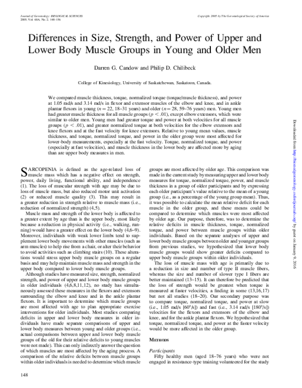 (PDF) Differences in Size, Strength, and Power of Upper and Lower Body ...