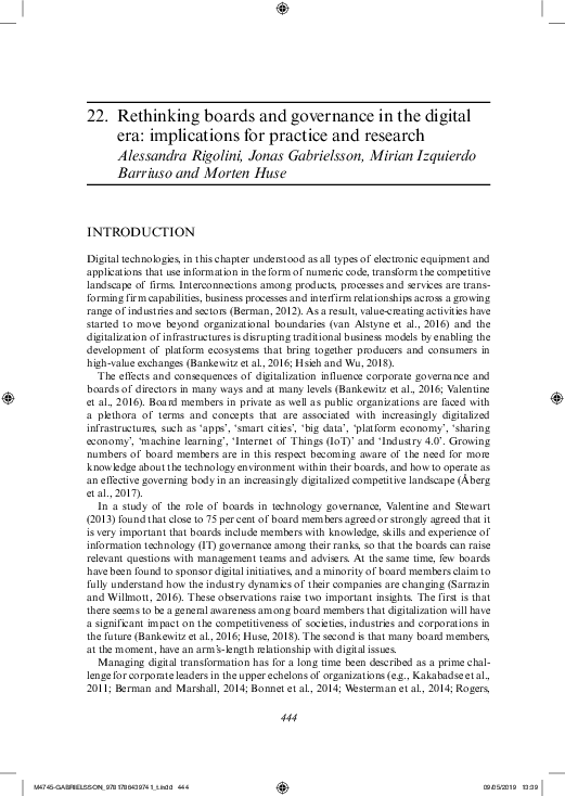 (PDF) Rethinking boards and governance in the digital era: implications ...