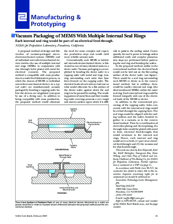 (PDF) Vacuum Packaging of MEMS With Multiple Internal Seal Rings