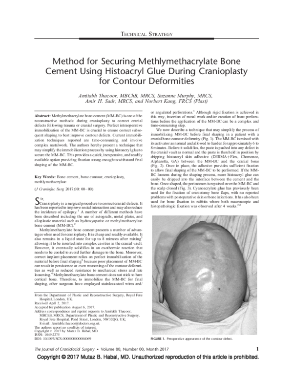 (PDF) Method for Securing Methlymethacrylate Bone Cement Using ...