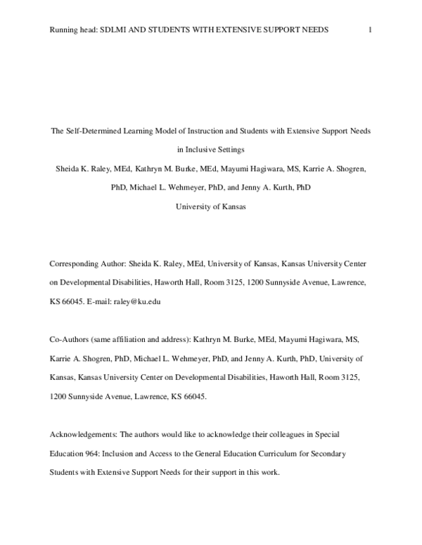 (PDF) The Self-Determined Learning Model of Instruction and Students ...