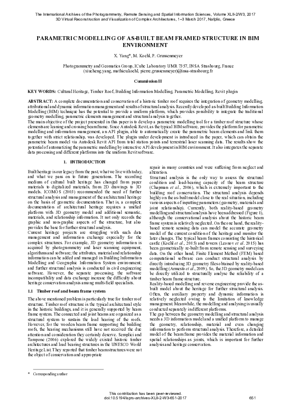 (PDF) Parametric Modelling of As-Built Beam Framed Structure in Bim Environment
