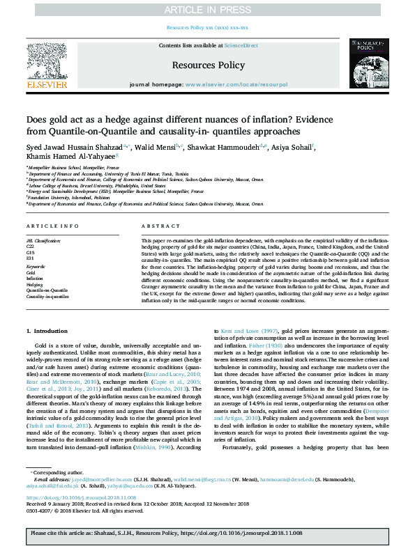 (PDF) Does gold act as a hedge against different nuances of inflation ...