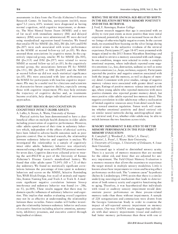 (PDF) Sedentary Behavior and Cognition in Cognitively Intact Older Adults