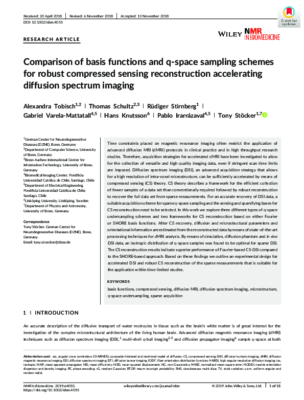 (PDF) Comparison of basis functions and q-space sampling schemes for robust compressed sensing ...