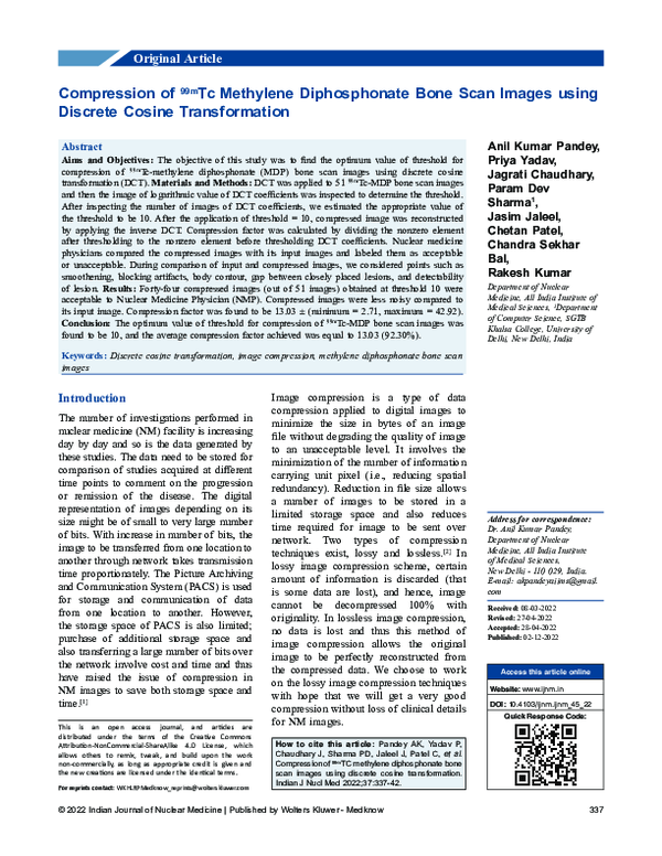 (PDF) Compression of 99mTC methylene diphosphonate bone scan images ...