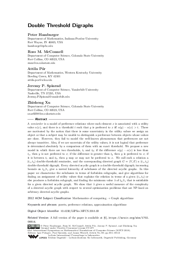 (PDF) Double Threshold Digraphs