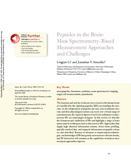 (PDF) Peptides in the Brain: Mass Spectrometry–Based Measurement ...